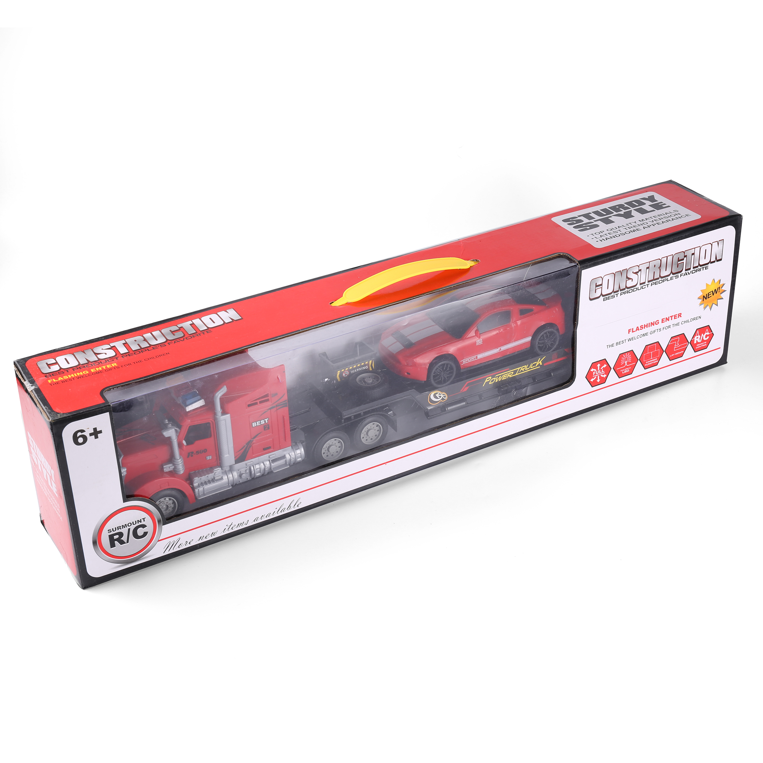 (Red) Remote Control Semi Truck Carrier With Tow B - rccar - rccar